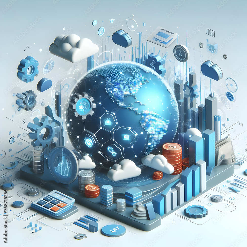 3D flat icon for business as Seamless global financial transactions in ...