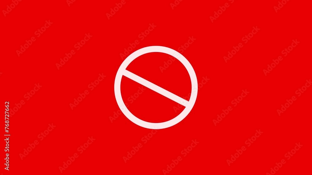 Prohibition red sign animation. Animated forbidden symbol. Simple red ...