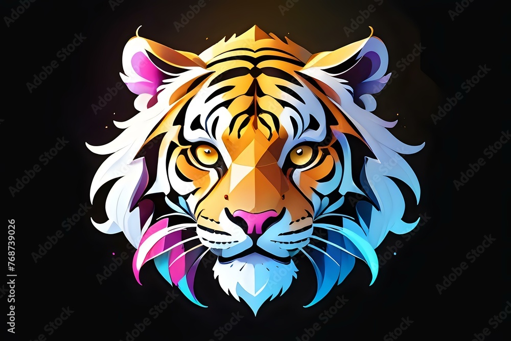 Spectral Tiger Portrait. An expressive tiger portrait with a spectrum ...