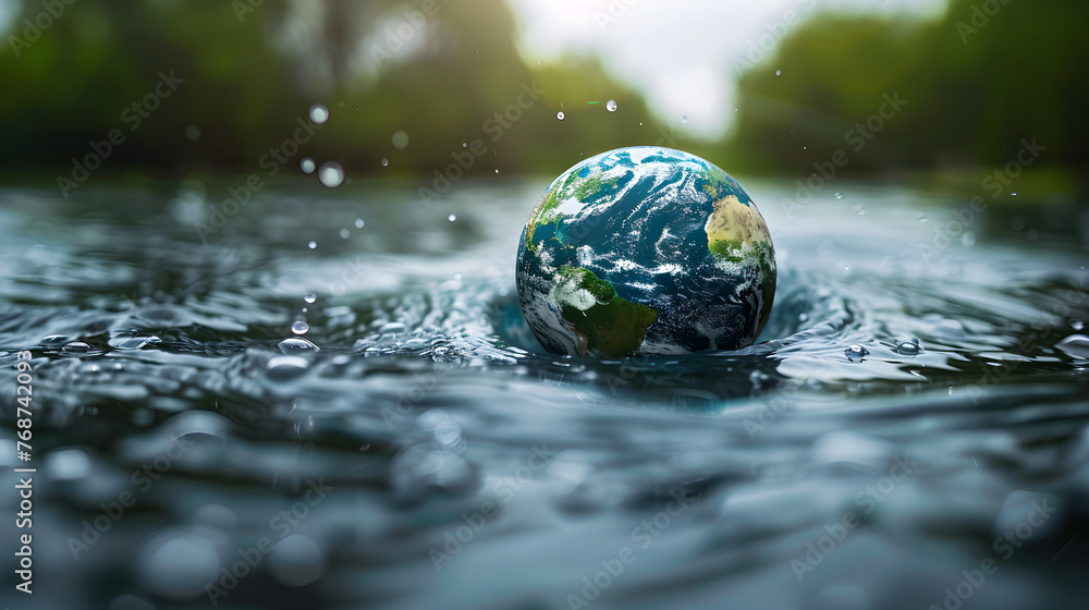 The image depicts the connection between water, ecosystems, and human ...