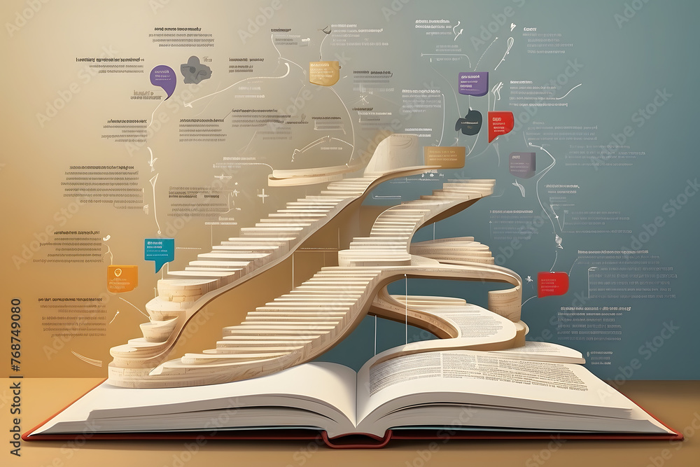 An educational roadmap depicted by the book evolves into steps, each ...