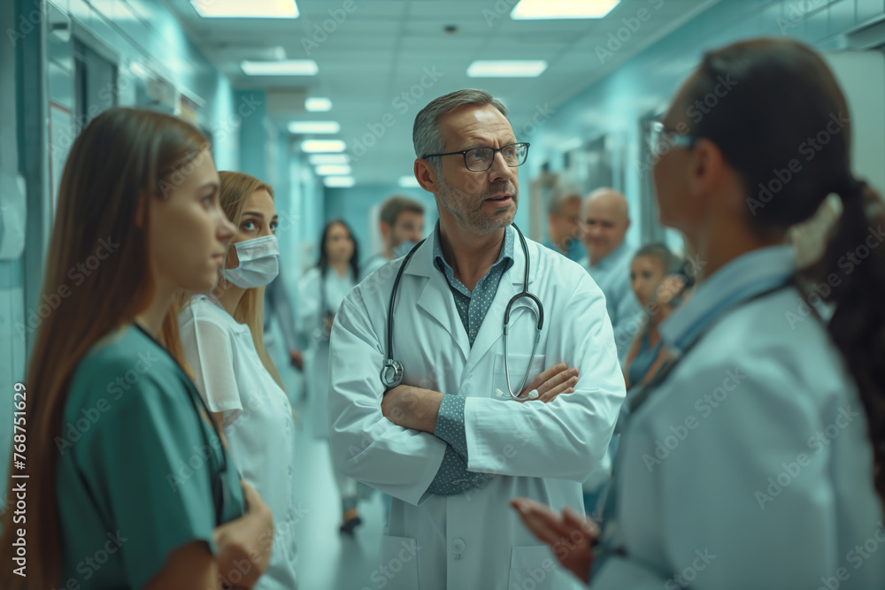 Picture of a group of doctors gathered at the hospital. Group of health ...