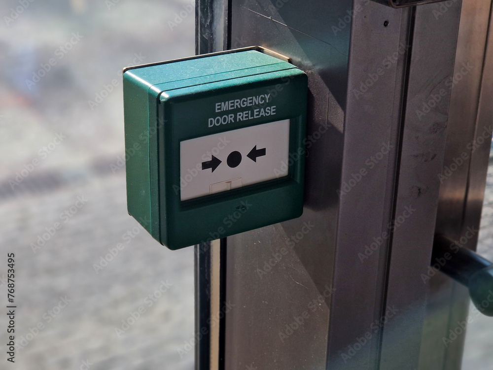 rear door of department store or warehouse with handle for quick ...