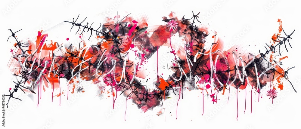 The word EMO in a heart shape with barbed wire. Simple modern ...