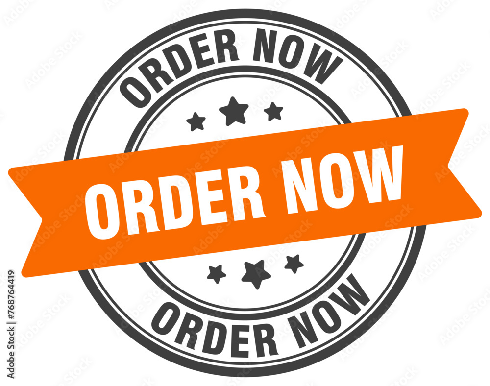 order now stamp. order now label on transparent background. round sign ...