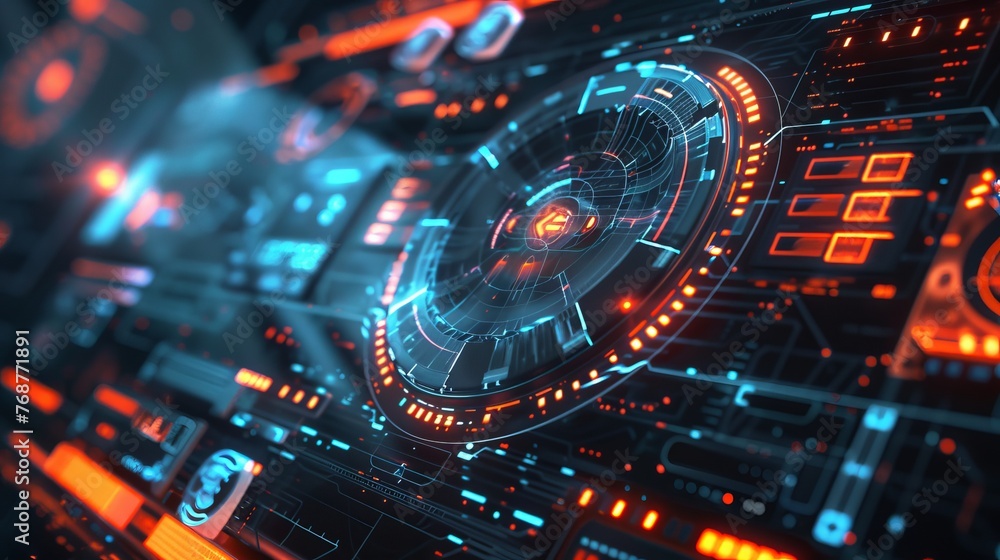 An abstract representation of digital technology within a UI, UX ...