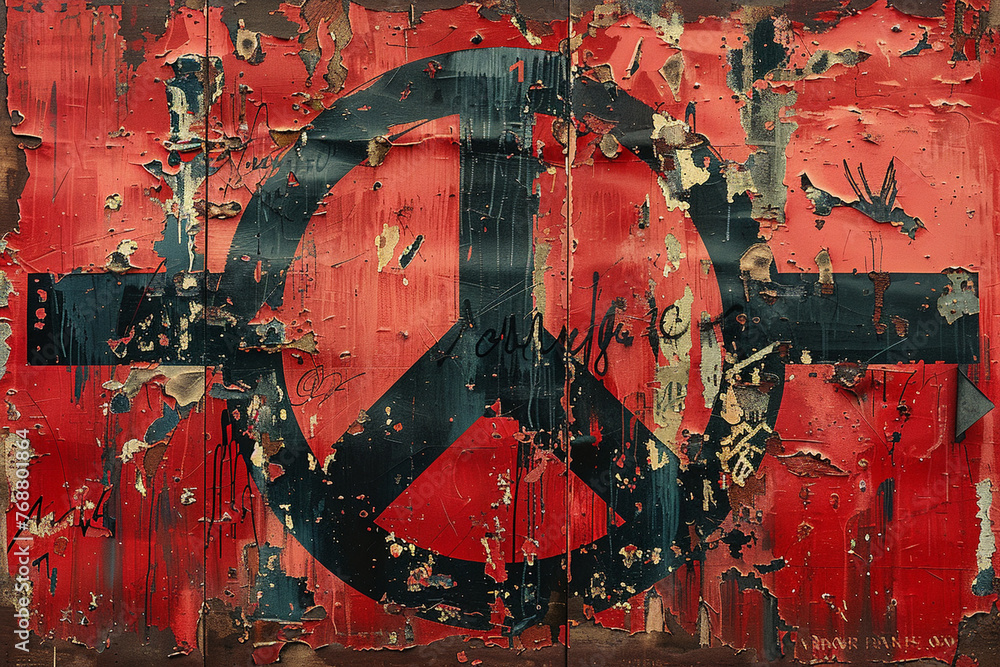A poster featuring symbols of anti-war activism and advocating for ...