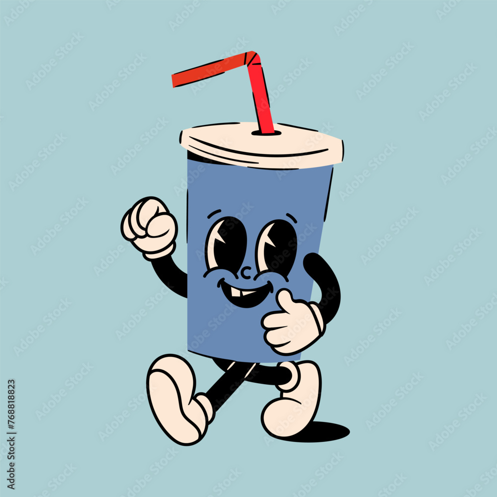 Paper cup for drinks with a straw. Fast food cup. Soft soda drink. Cute ...