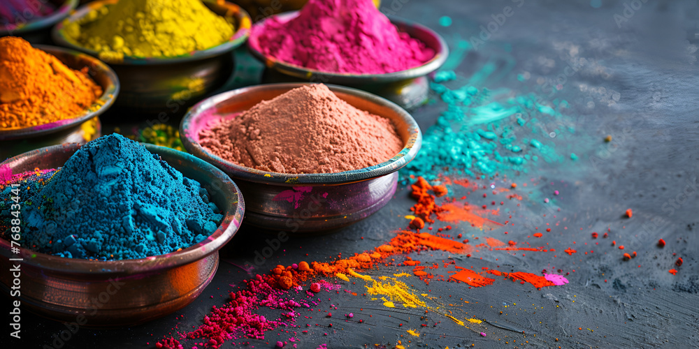 Festival of indian people culture with vibrant colorful powder Stock ...