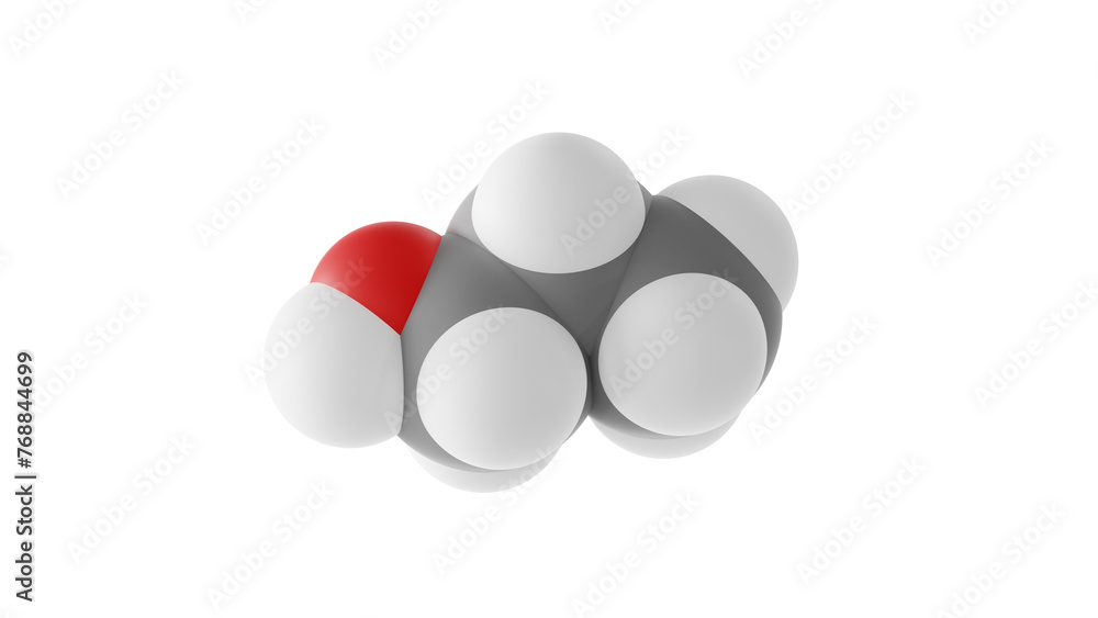 1-propanol molecule, propanol, molecular structure, isolated 3d model ...