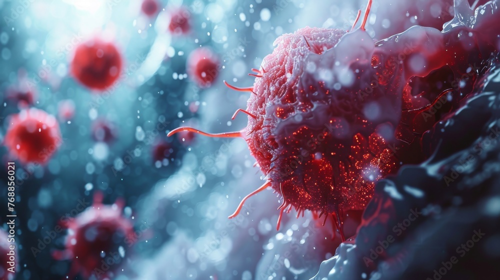 Close-up photography revealing the microscopic world of immune response ...