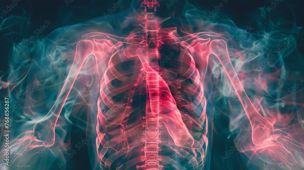 Detailed color x-ray image providing a comprehensive view of human ...