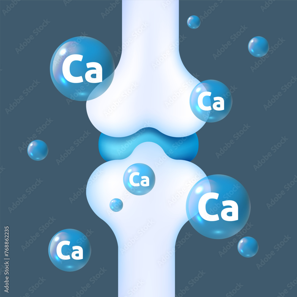 White bone and Calcium Ca. Bone with calcium. Calcium mineral sign ...