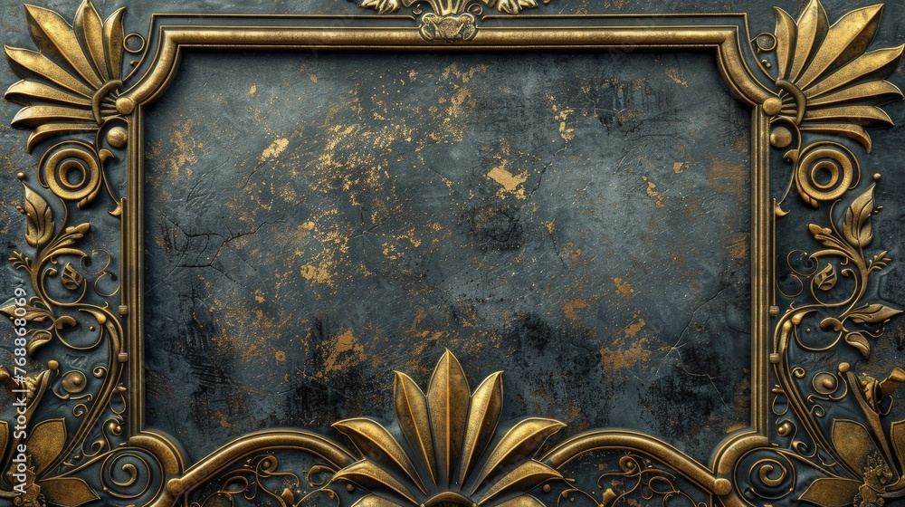 Art Deco Patterned Metal middle space, border frame with Roaring ...