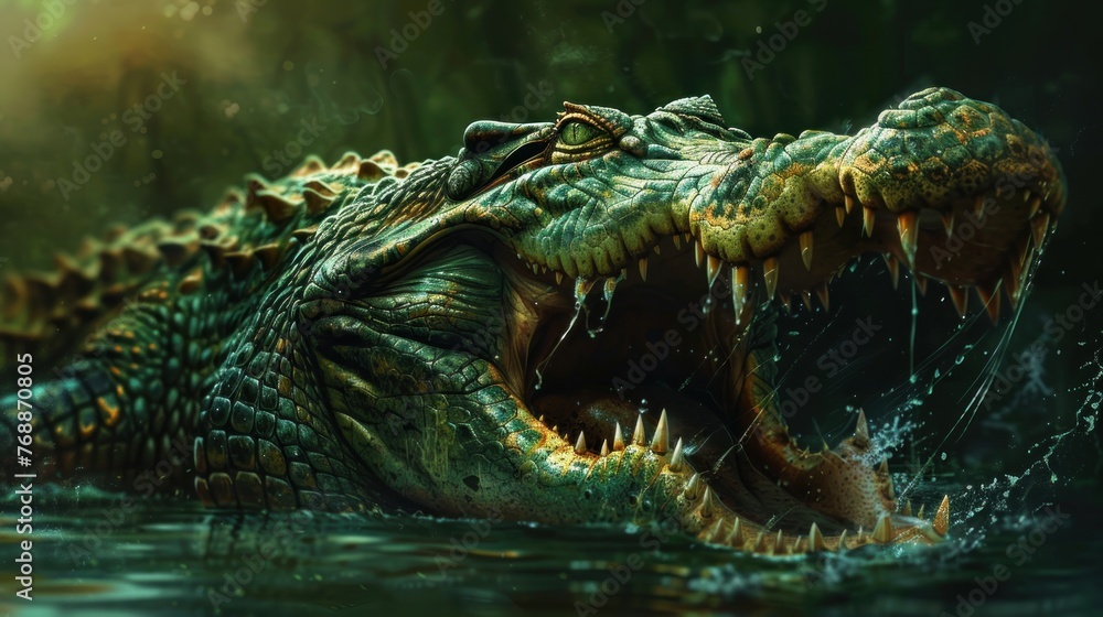 angry crocodile chasing prey, background wallpaper. ai generated Stock ...