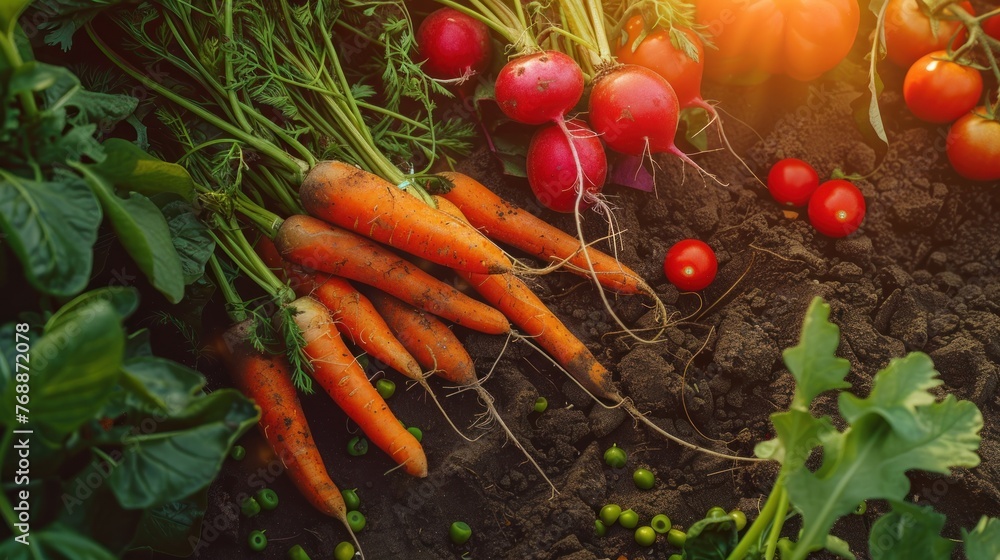 types of root vegetables, carrots, parsley roots, radishes, onions ...