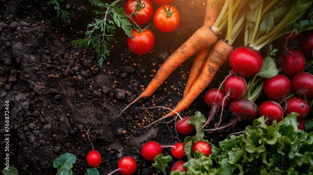 types of root vegetables, carrots, parsley roots, radishes, onions ...