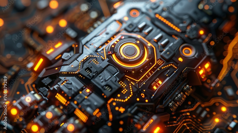 An intricate view of circuitry within a robot, showcasing the seamless ...