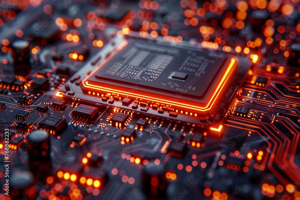 Delve into a realistic portrayal of a computer processor showcasing ...