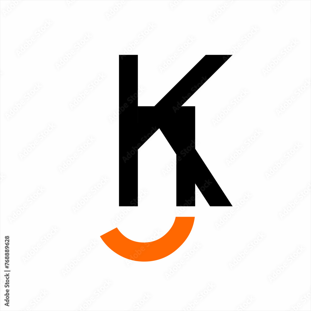 Abstract letter KHJ logo design with an illustration of a chair on the ...