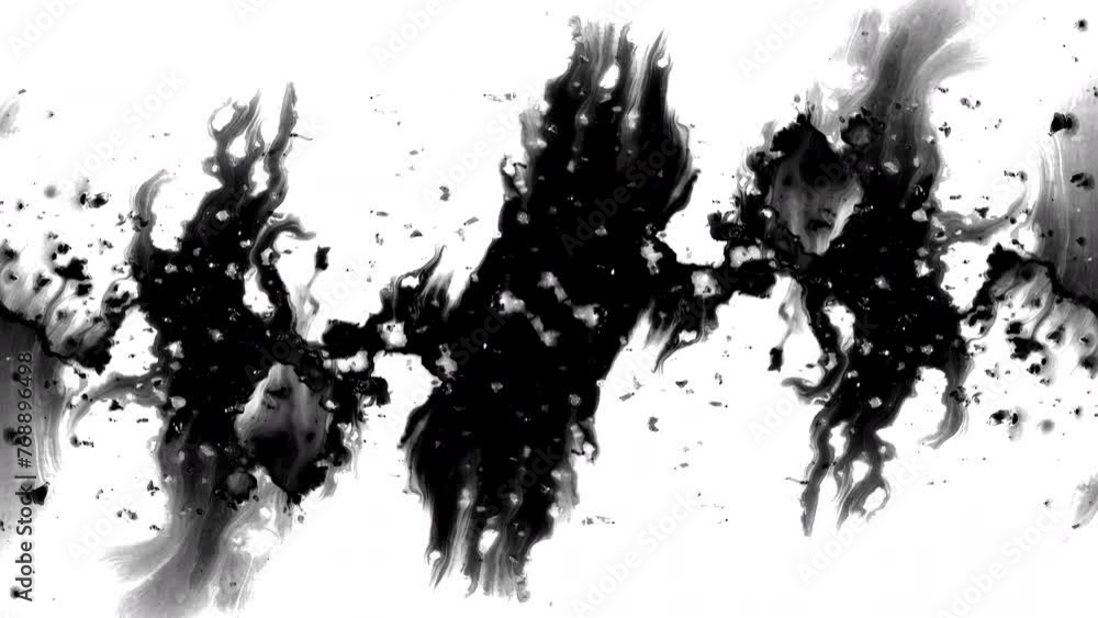 Black ink rorschach effect abstract background artistic flow splatter ...