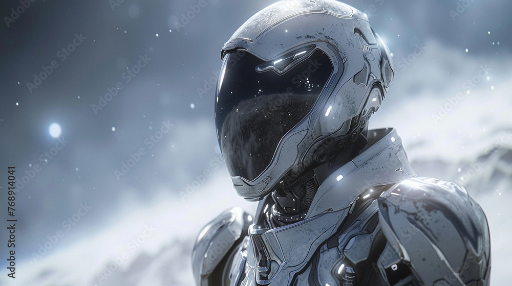 Alien Explorer, Silver Suit, Curious Creature, Discovering a Nebula ...