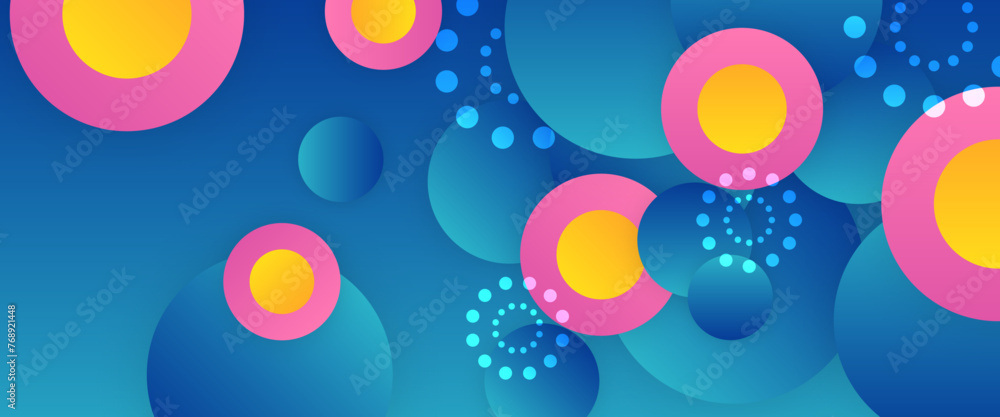 Blue pink and yellow vector gradient abstract banner with shapes ...