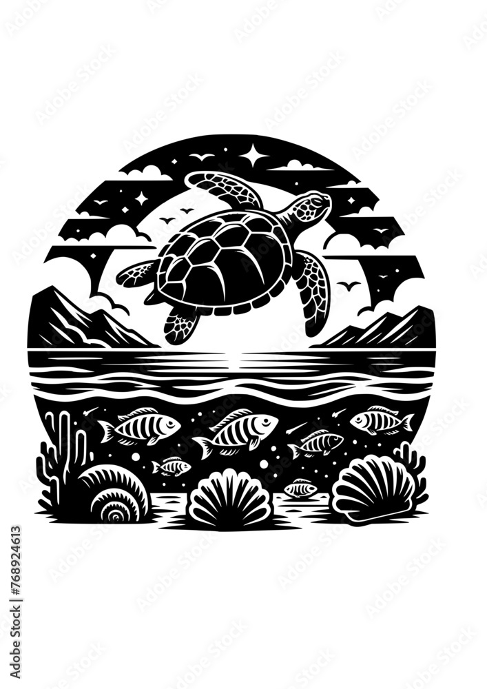 Turtle Svg, Sea Turtle, Ocean Turtle, Turtle Silhouette, Sea Svg, Ocean ...