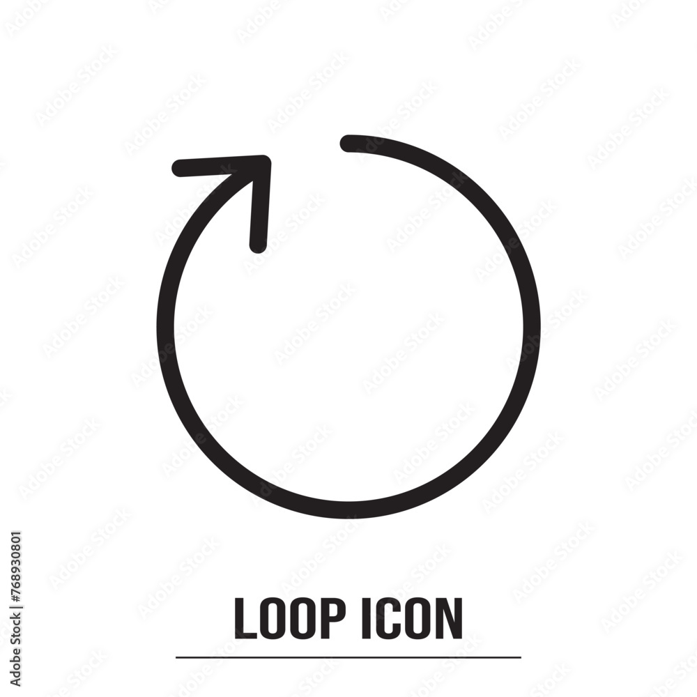 Arrow sign reload refresh rotation loop pictogram. Simple black icon on ...