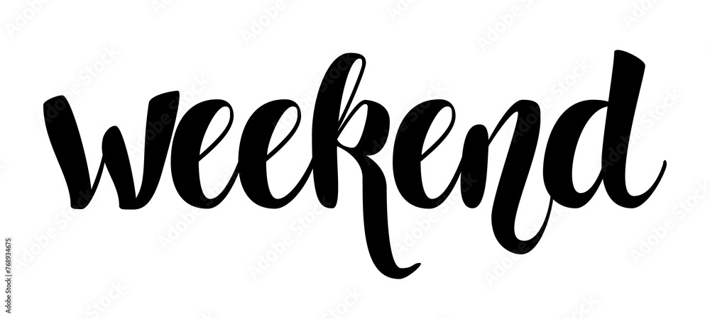 Weekend word lettering. Hand written calligraphy poster. Png clipart ...