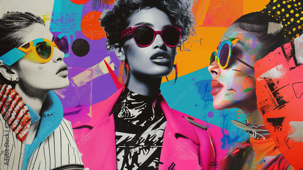 vibrant collage featuring iconic models and retro styles. Embrace the ...
