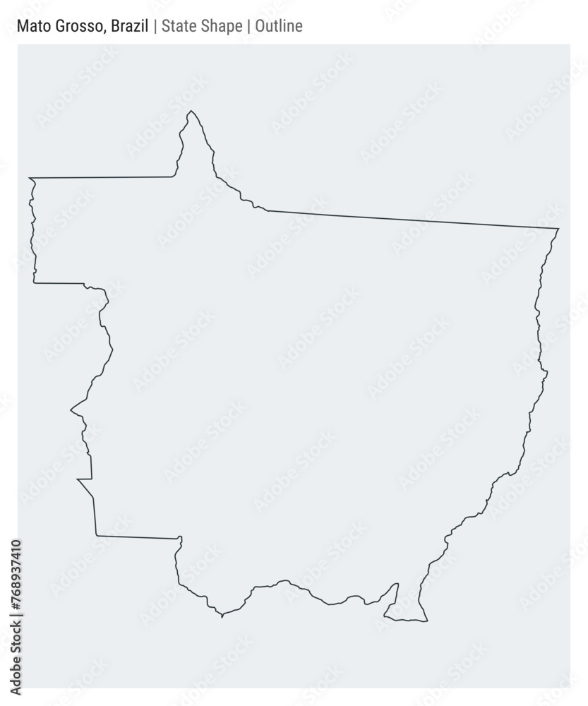 Mato Grosso, Brazil. Simple vector map. State shape. Outline style. Border of Mato Grosso ...