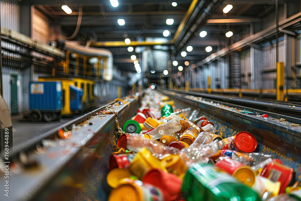 Operation of manual waste segregation. The process of sorting trash at ...