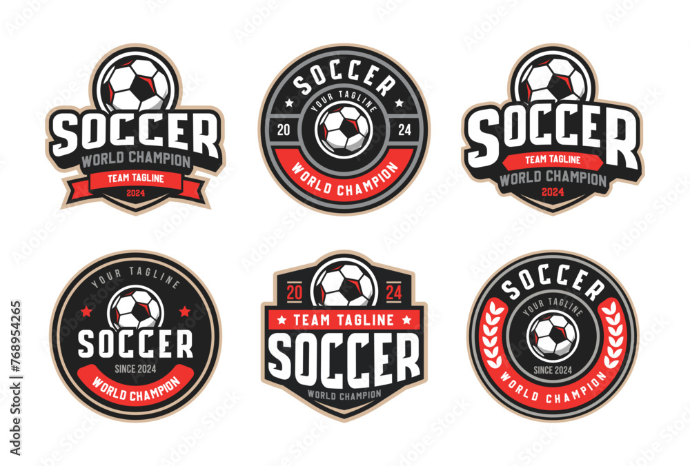 Set of soccer Logo or football club sign Badge. Football logo with ...