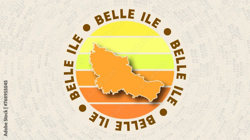 Belle Ile logo intro. Badge with the circular name and map of the ...