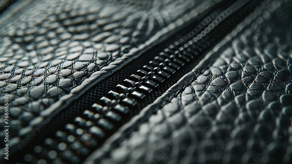Elegant Black Snakeskin Texture with Silver Zipper for Fashion Design ...
