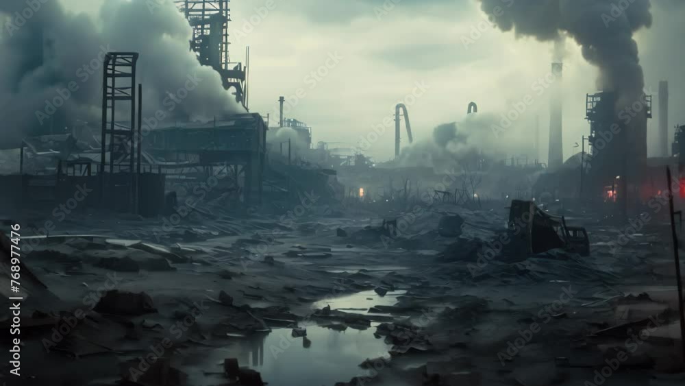 Ruins of a very heavily polluted industrial factory, place was known as ...