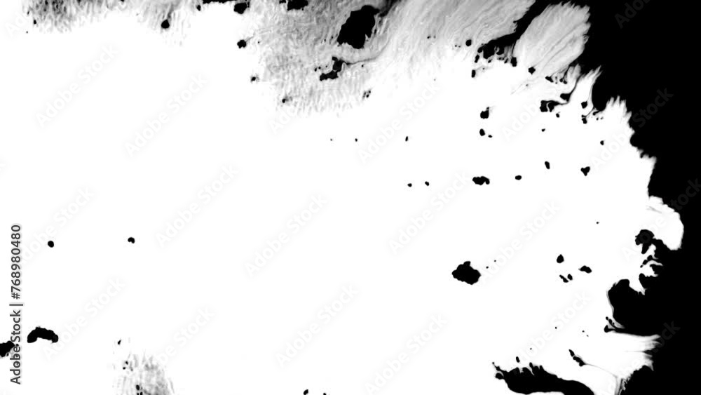 Black ink abstract background artistic flow splatter spots spills white ...
