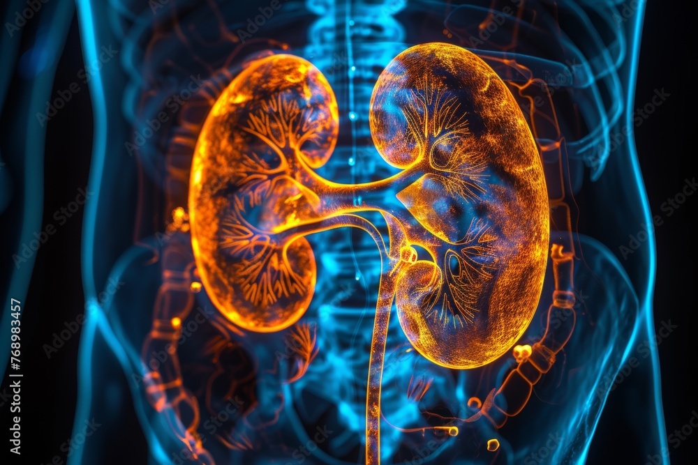 Kidney position: 3D representation in human body Stock Illustration ...