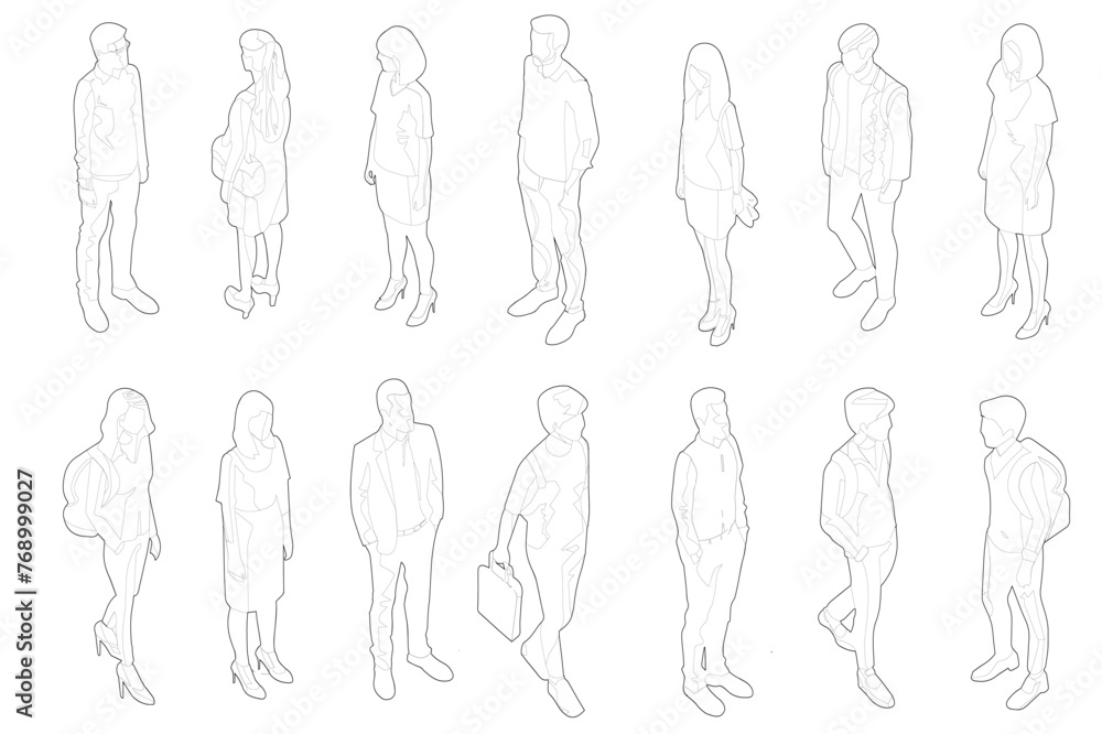 Poster axonometric people, cad line drawing – Wall Art | UkPosters