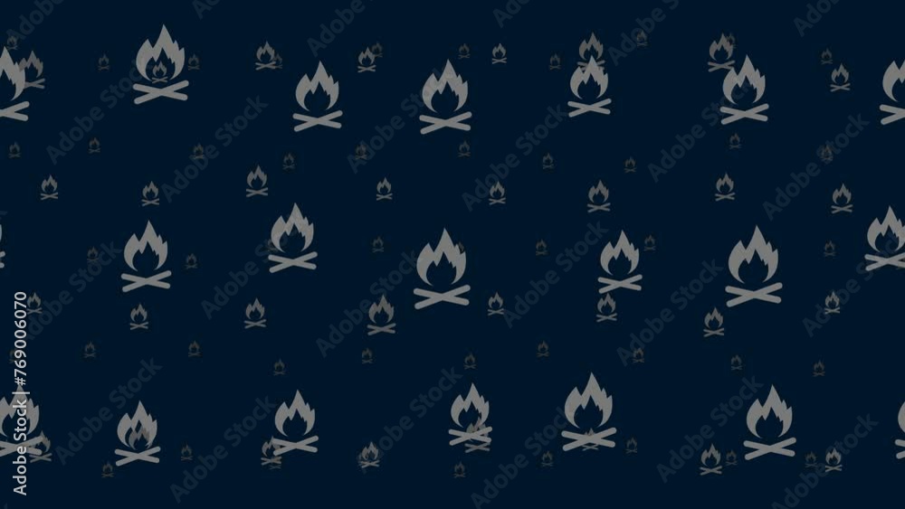 Bonfire symbols float horizontally from left to right. Parallax fly ...