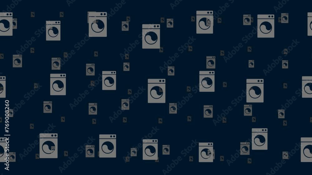 Vidéo Stock Washer symbols float horizontally from left to right. Parallax fly effect. Floating ...