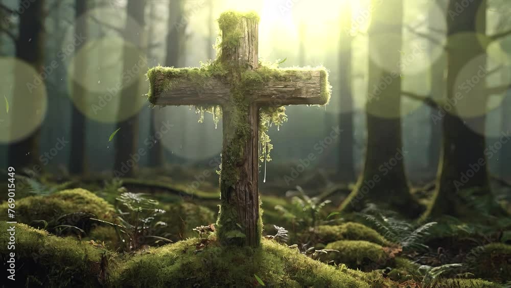 Traverse the depths of the forest where an ancient grave monument, its ...
