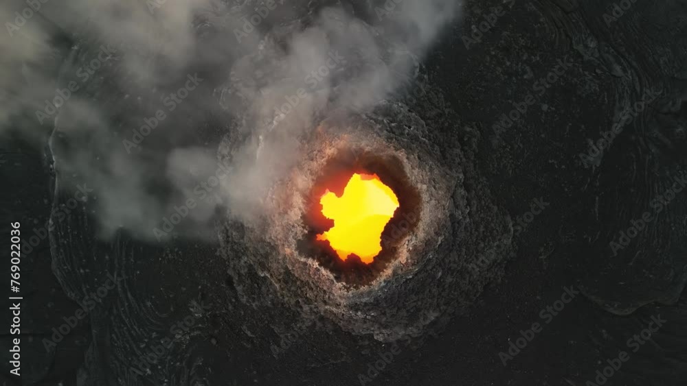 Erta Ale, Danakil Depression, Ethiopia. Top down aerial view of active ...