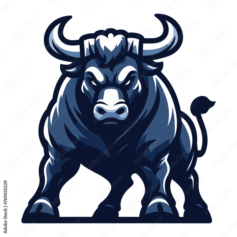 Bull full body design mascot illustration, farm animal, strong angry ...