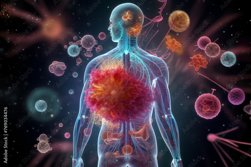 Human body anatomy with virus bacteria. Stock Photo | Adobe Stock