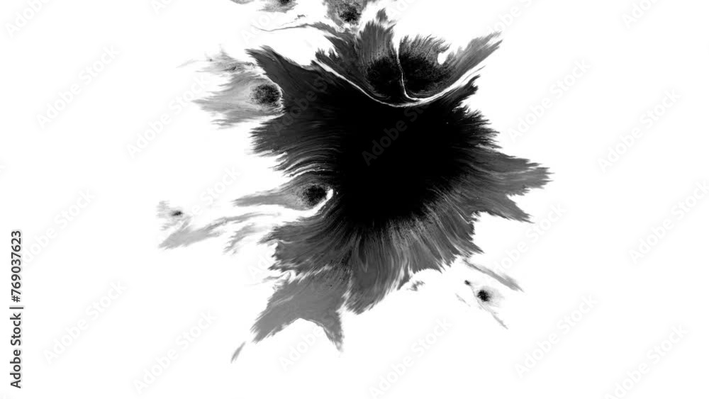 Ink drop on white background, Ink splattering and washing, ink bleed ...
