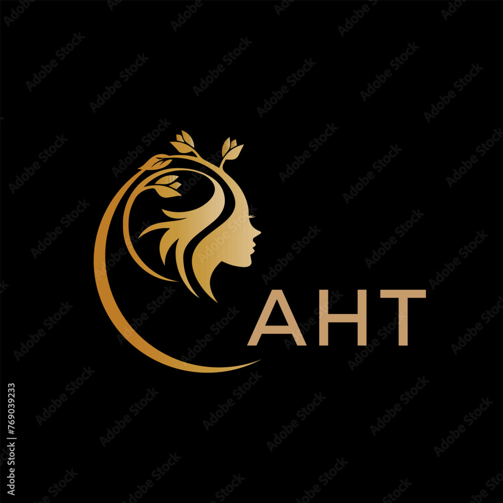 AHT letter logo. beauty icon for parlor and saloon yellow image on ...