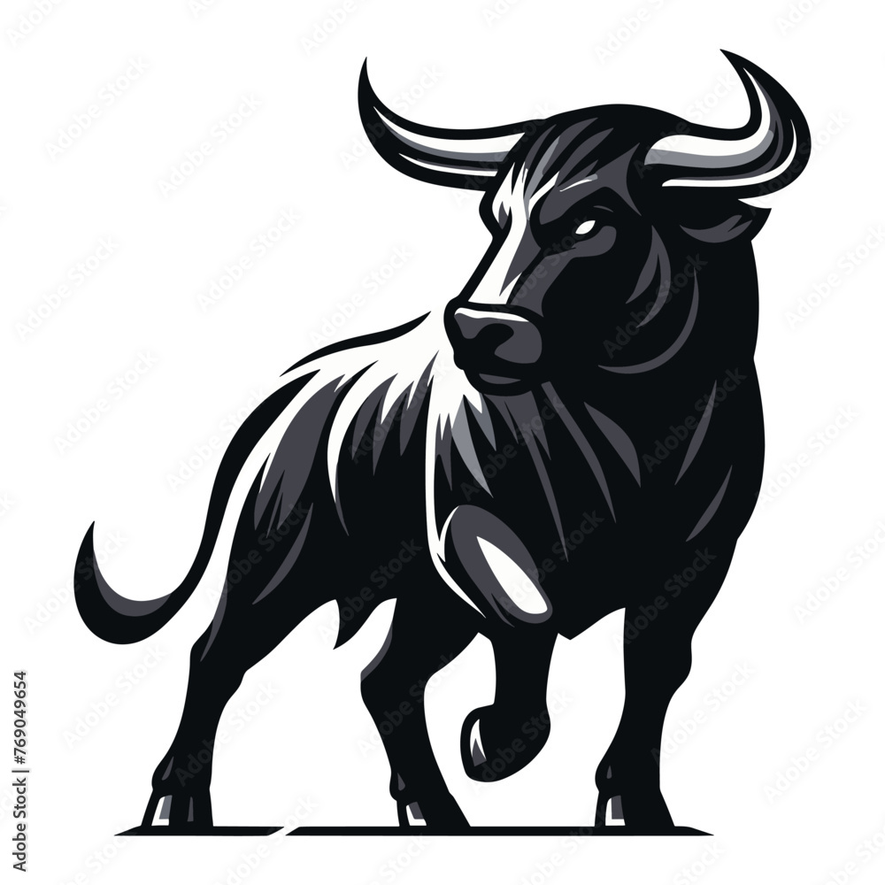 Strong bull full body design mascot illustration, farm animal or ...
