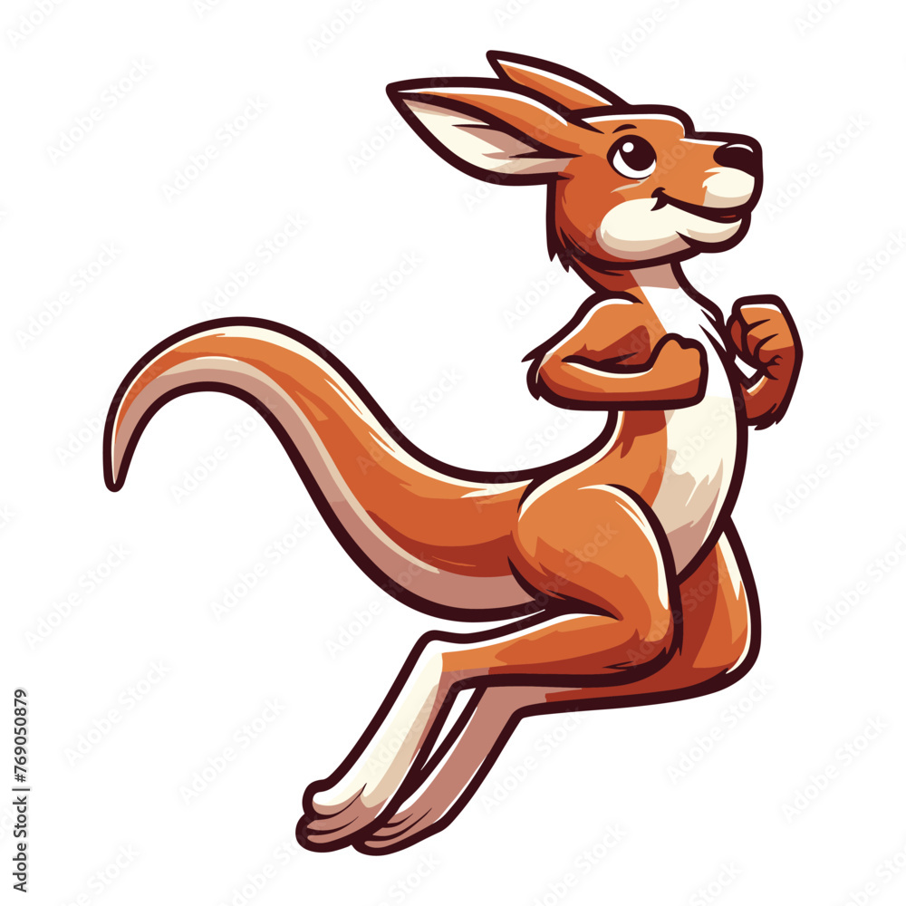 Cute kangaroo full body cartoon mascot character vector illustration ...